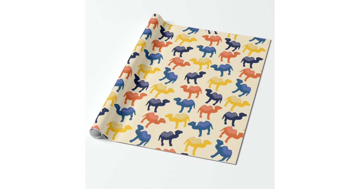 Cute Colorful Cartoon Camels Pattern Wrapping Paper | Zazzle
