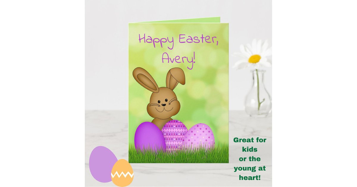 Cute Colorful Cartoon Easter Bunny Kids Card | Zazzle