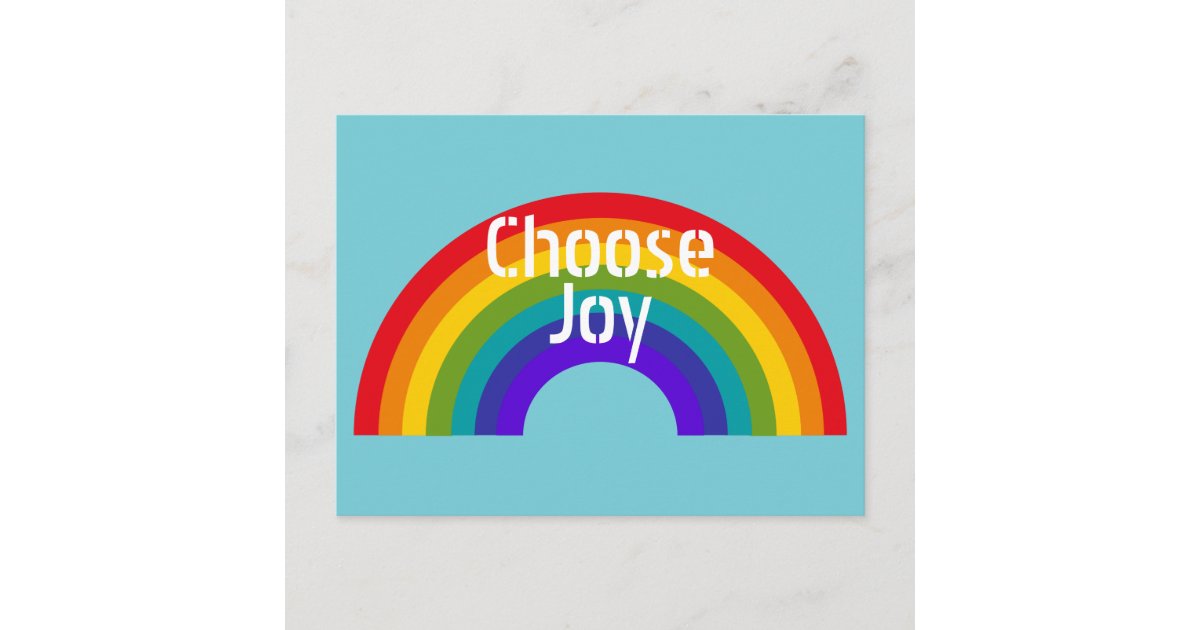 Cute Colorful Choose Joy Inspirational Rainbow Postcard | Zazzle
