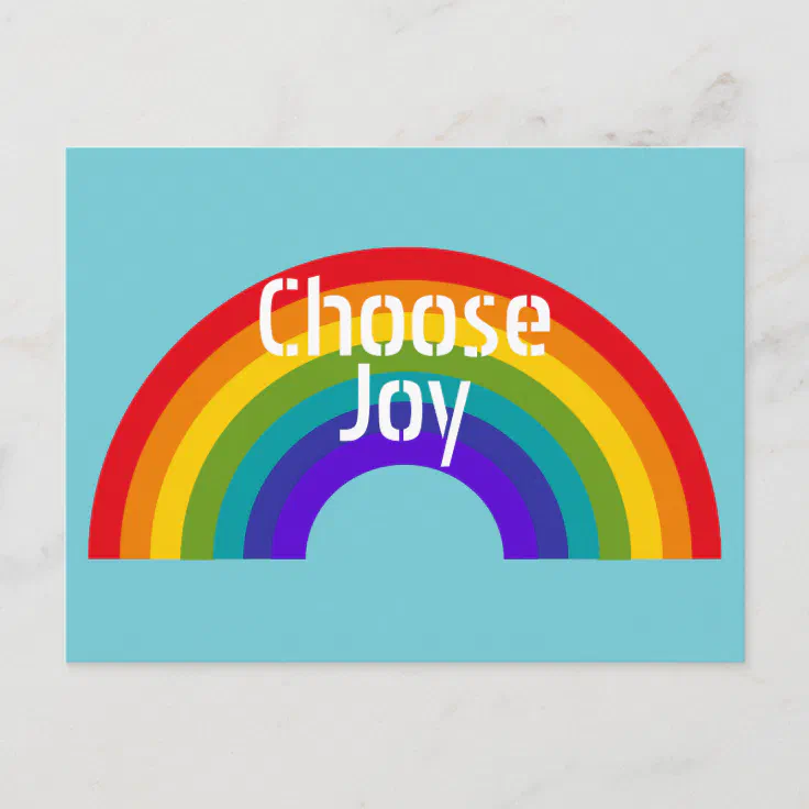 Cute Colorful Choose Joy Inspirational Rainbow Postcard | Zazzle