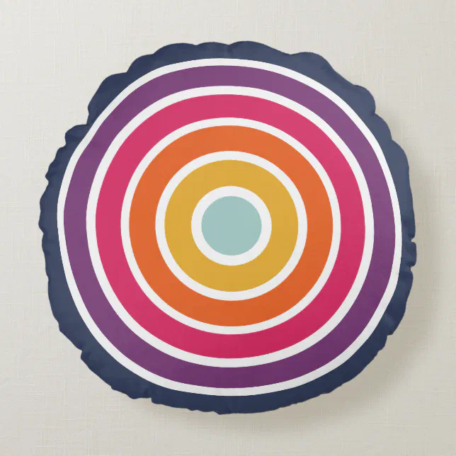 Cute Colorful Circles Pattern Round Pillow | Zazzle