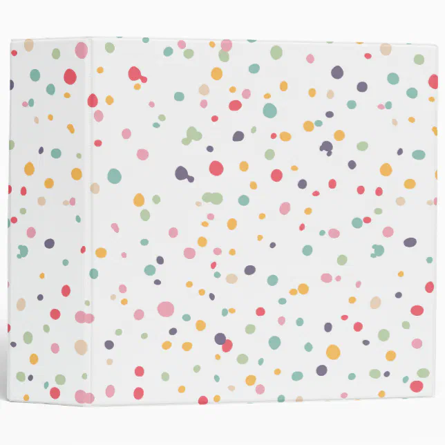 Cute Colorful Confetti Dots Pattern 3 Ring Binder | Zazzle