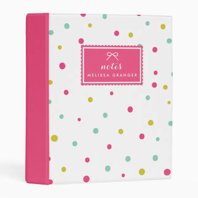 Cute Colorful Confetti Dots Pattern Customizable Mini Binder | Zazzle
