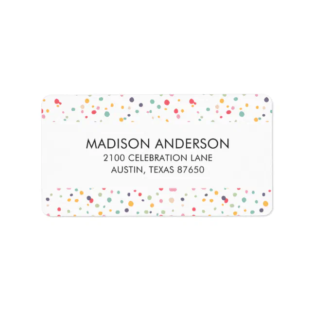 Cute Colorful Confetti Dots Pattern Label | Zazzle