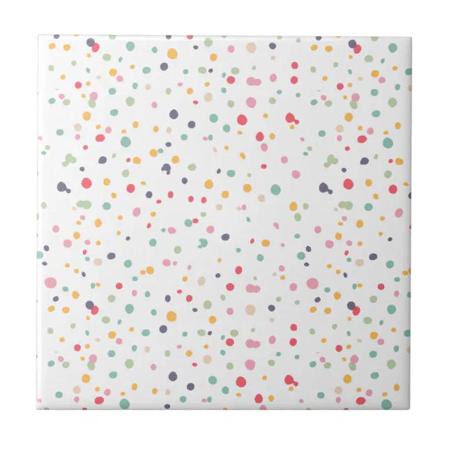 Cute Colorful Confetti Dots Pattern Tile | Zazzle