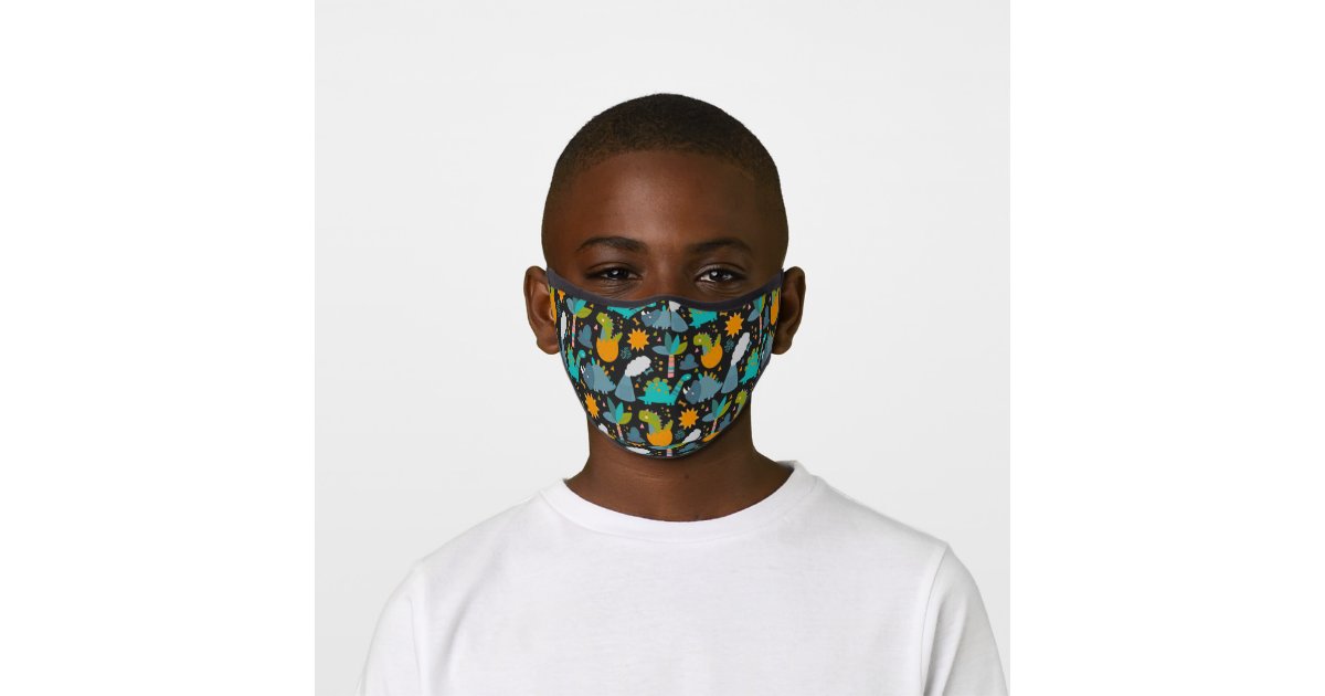 Cute colorful dinosaurs premium face mask | Zazzle