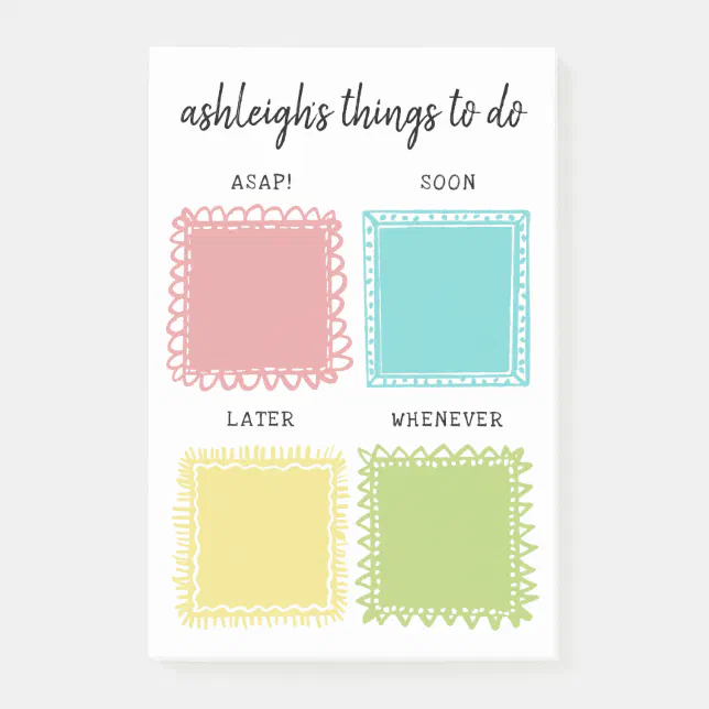 Cute Colorful Doodled Frames Things To Do Post-it Notes | Zazzle