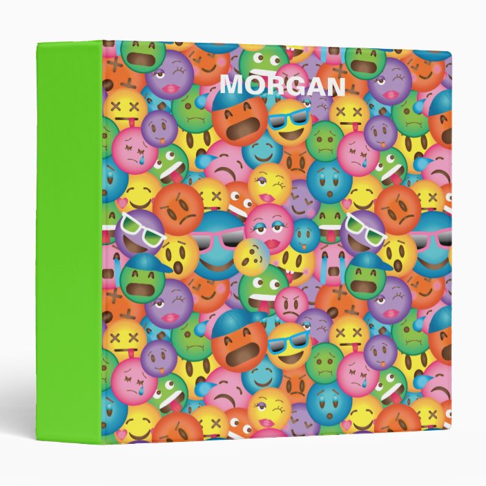 Cute Colorful Emoji Print Binder, Personalized 3 Ring Binder | Zazzle.com