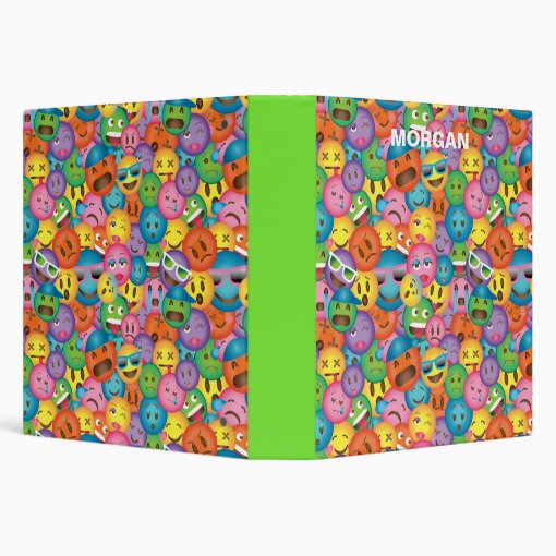 Cute Colorful Emoji Print Binder, Personalized 3 Ring Binder | Zazzle