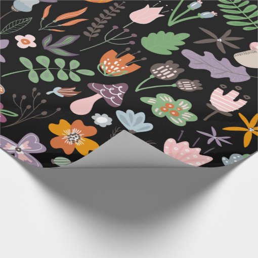 Cute colorful fall flowers & Leafs Thanksgiving De Wrapping Paper | Zazzle