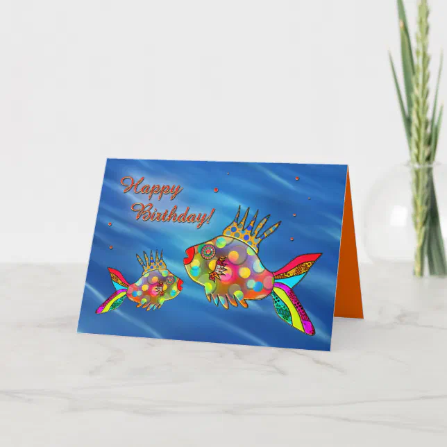 Cute Colorful Fish Birthday Card | Zazzle