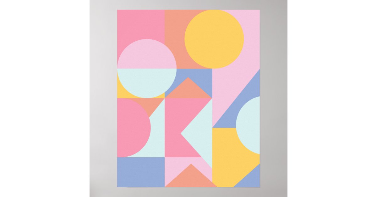 Cute Colorful Geometric Shapes Collage Artwork Poster | Zazzle.com