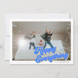 Cute Colorful Happy Everything Typography Photo Holiday Card | Zazzle