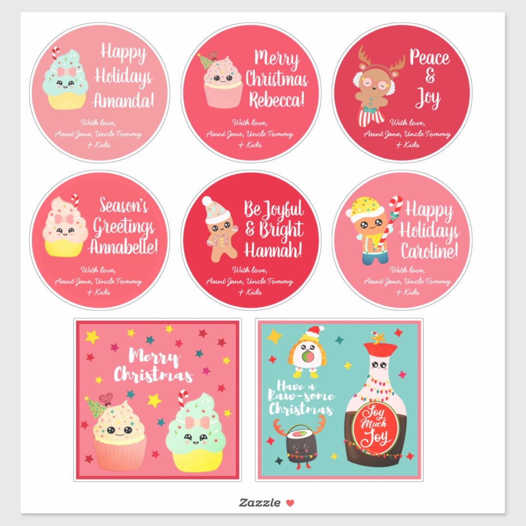 Cute Colorful Kawaii Christmas Cookie Sticker Pack | Zazzle