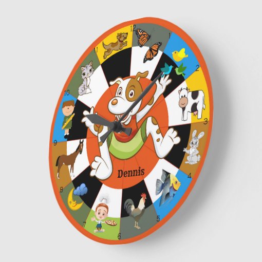 Cute Colorful Kids Animal Wall Clock | Zazzle