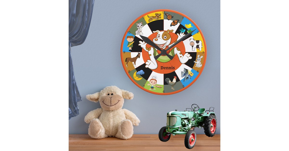 Cute Colorful Kids Animal Wall Clock | Zazzle