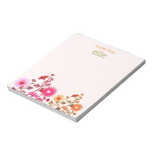 Cute Colorful Light pink Wildflower Floral Notepad | Zazzle
