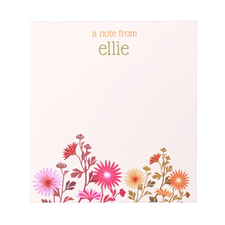 Cute Colorful Light pink Wildflower Floral Notepad | Zazzle