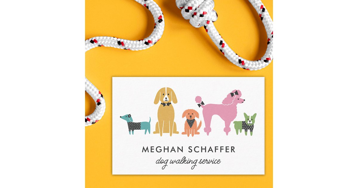 Cute Colorful Modern Dogs Business Card | Zazzle