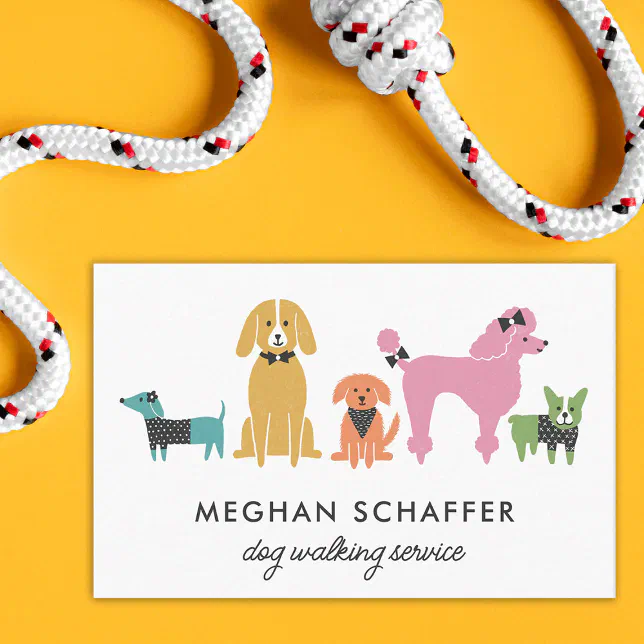 Cute Colorful Modern Dogs Business Card | Zazzle