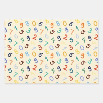 Cute Colorful Number Pattern Wrapping Paper Sheets | Zazzle