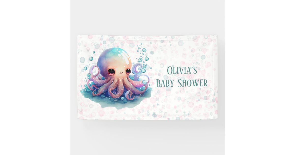 Cute Colorful Octopus Baby Shower Custom Banner | Zazzle