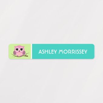Cute Colorful Owl Kids Name Labels | Zazzle