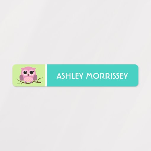 Cute Colorful Owl Kids Name Labels | Zazzle