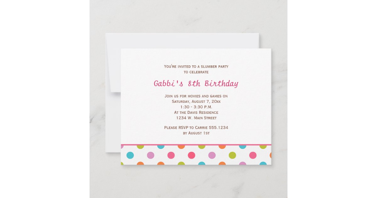 Cute Colorful Polka Dots Birthday Party Invitation | Zazzle