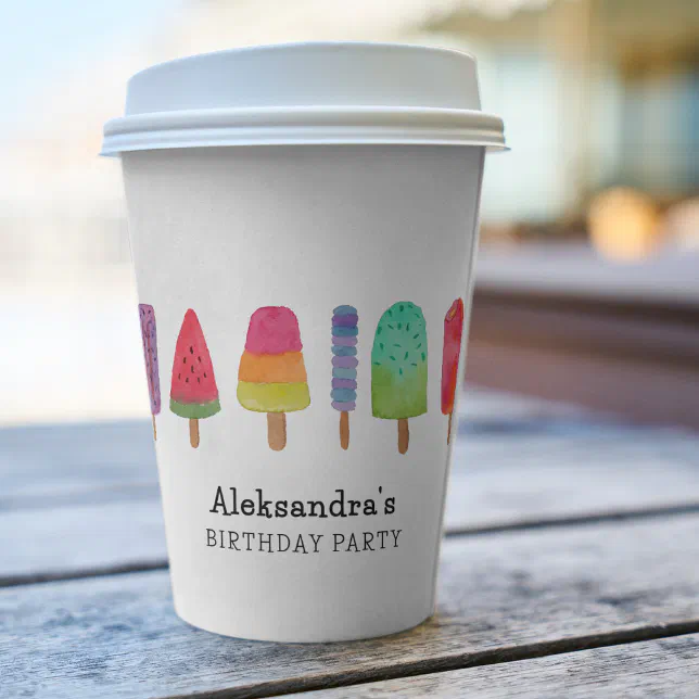 Cute Colorful Popsicle Birthday Party Paper Cups | Zazzle