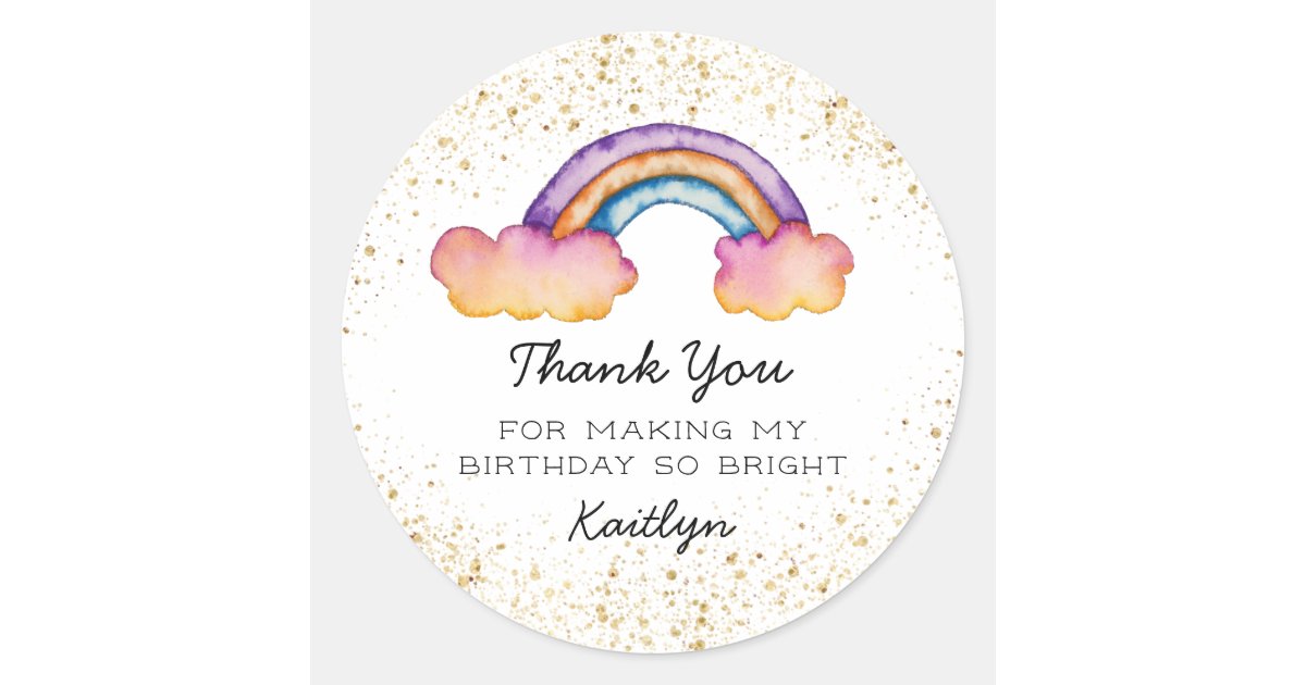 Cute Colorful Rainbow Birthday Party Classic Round Sticker | Zazzle