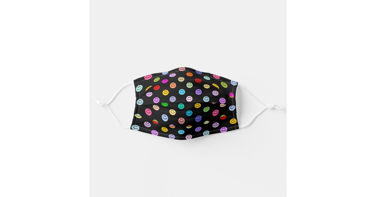 Cute Colorful Rainbow Happy Face pattern Adult Cloth Face Mask | Zazzle