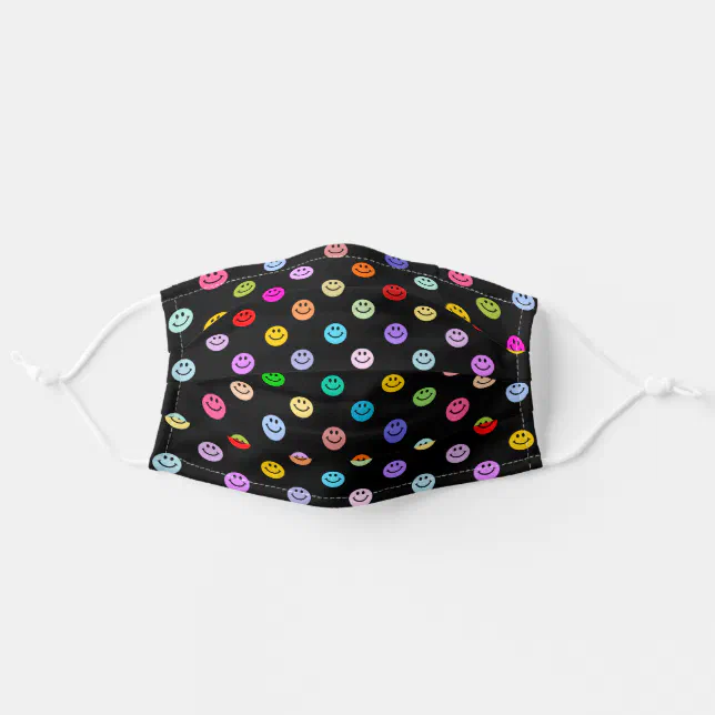 Cute Colorful Rainbow Happy Face pattern Adult Cloth Face Mask | Zazzle