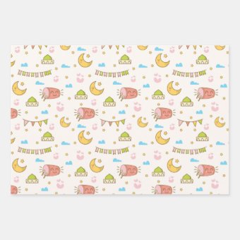 Cute Colorful Ramadan Eid Mubarak Happy Eid Wrapping Paper Sheets | Zazzle