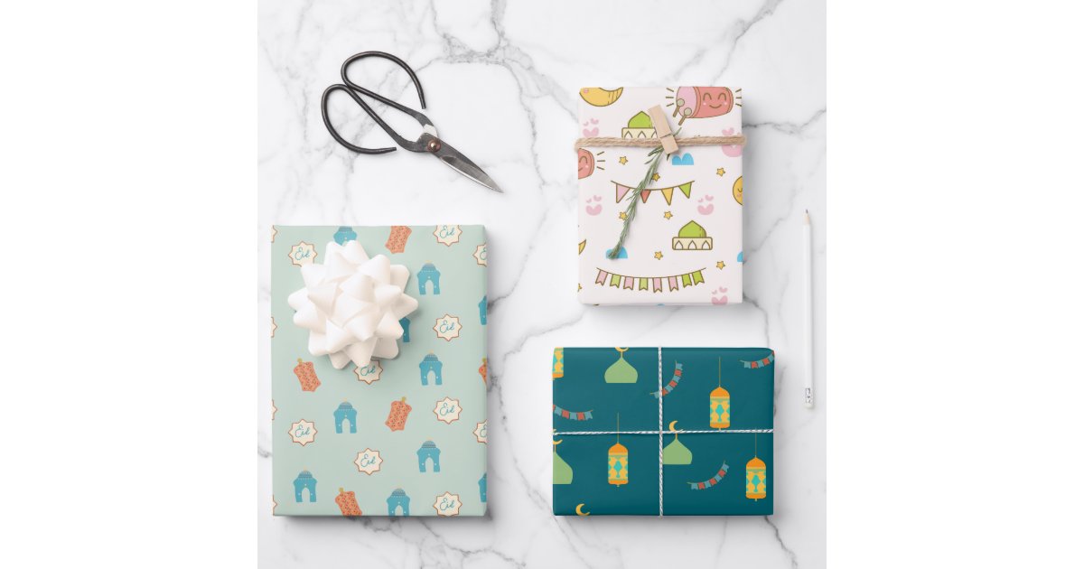 Cute Colorful Ramadan Eid Mubarak Happy Eid Wrapping Paper Sheets | Zazzle