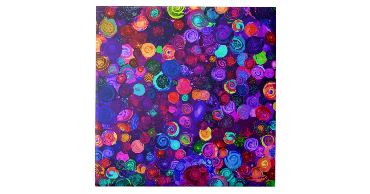 Cute colorful spiral cosmos patterns ceramic tile | Zazzle