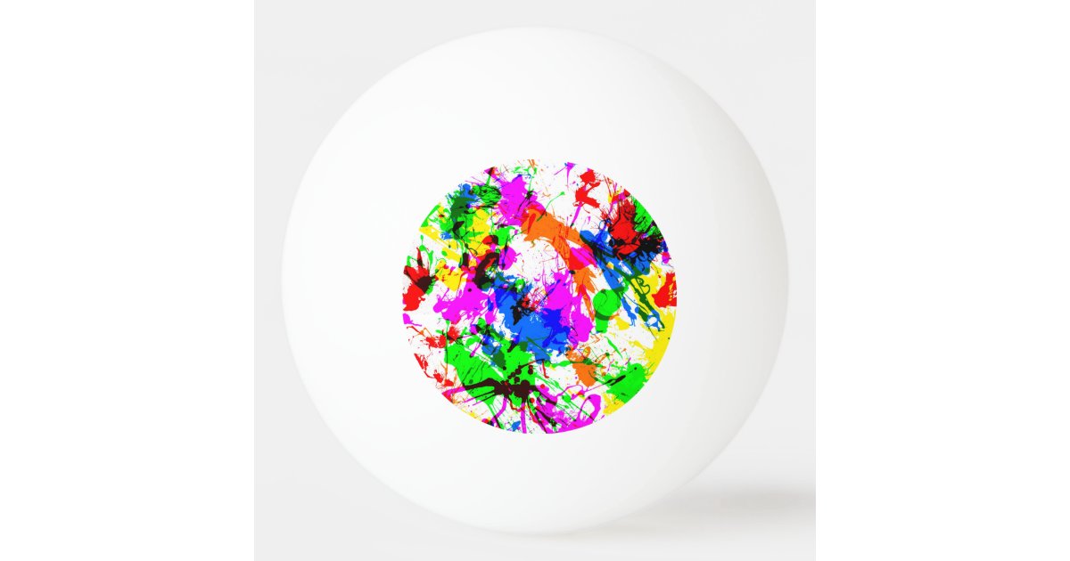 Cute colorful splatter paint design ping pong ball | Zazzle