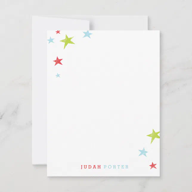 Cute Colorful Stars Kids Note Card | Zazzle