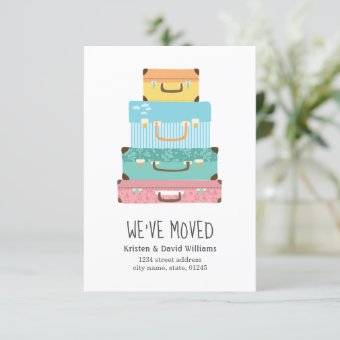 Cute Colorful Suitcase We have Moved Moving Announcement | Zazzle