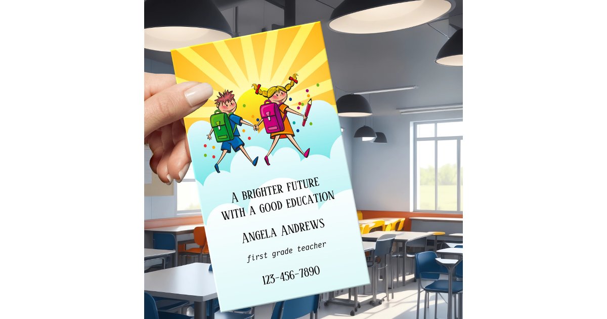 Cute Colorful Teacher Business Card | Zazzle