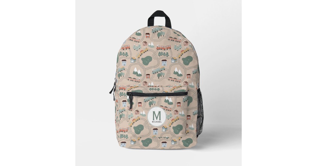 Cute Colorful Trains on Train Tracks Kids Pattern Printed Backpack | Zazzle