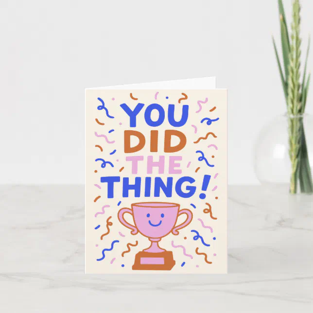 Cute Colorful Trophy Graduation Congratulations Card | Zazzle