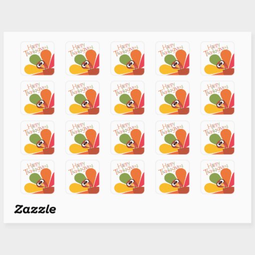 Cute Colorful Turkey Happy Thanksgiving Sticker | Zazzle