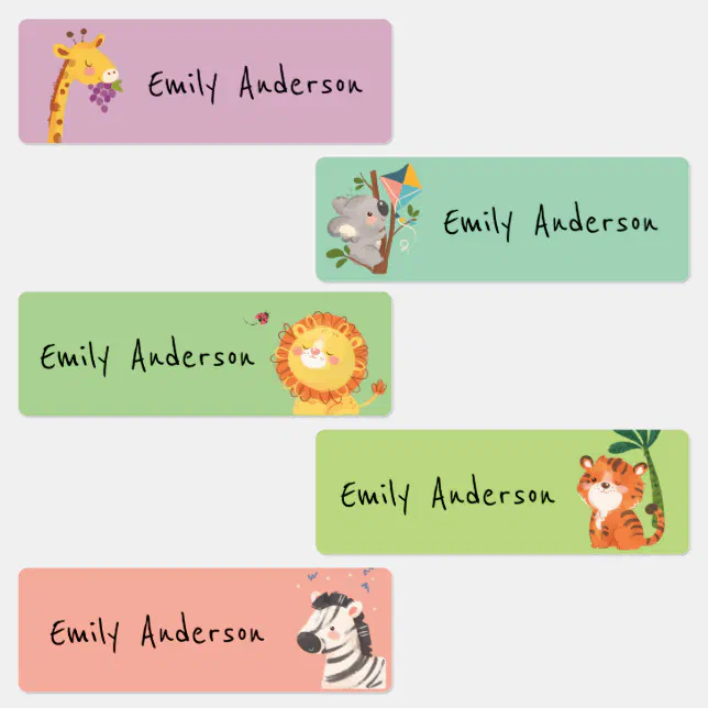 Cute Colorful Zoo Animals School Daycare Labels | Zazzle
