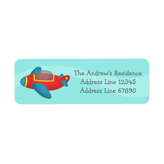 Cute Colourful Aeroplane Jet for Kids Label | Zazzle