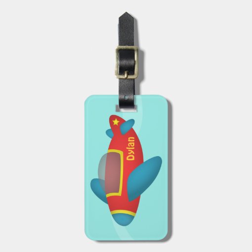 Cute Colourful Aeroplane Jet for Kids Luggage Tag | Zazzle