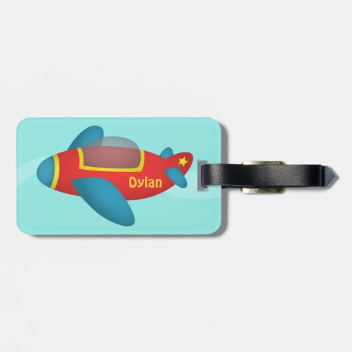 Cute Colourful Aeroplane Jet for Kids Luggage Tag | Zazzle