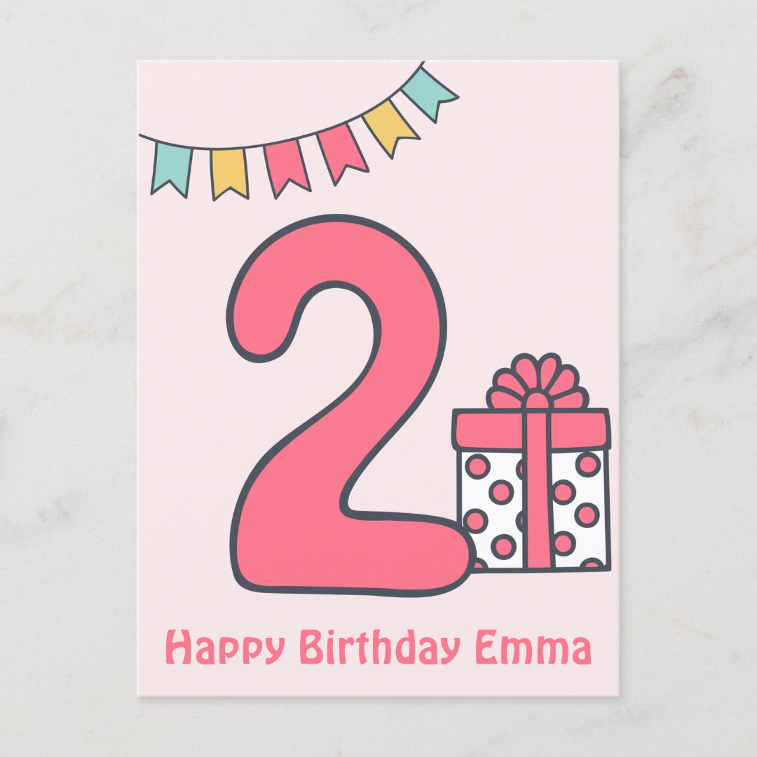 Cute Colourful Kids' 2nd Birthday Postcard | Zazzle