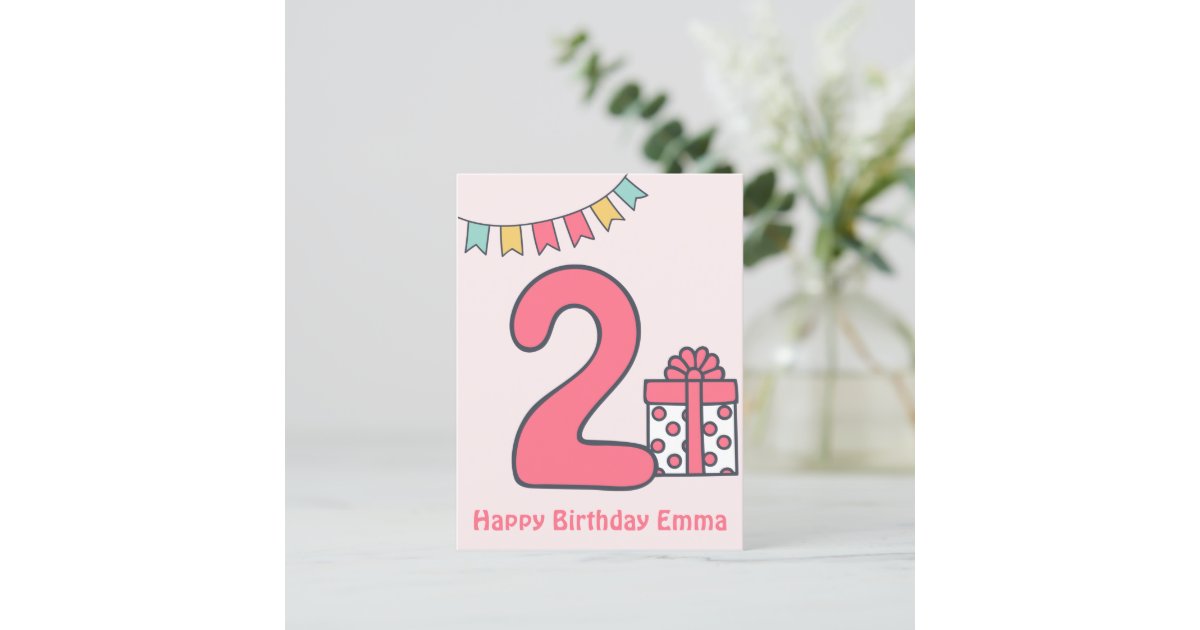 Cute Colourful Kids' 2nd Birthday Postcard | Zazzle