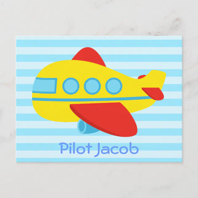 Cute, Colourful Passenger Plane for Little Pilot Postcard | Zazzle
